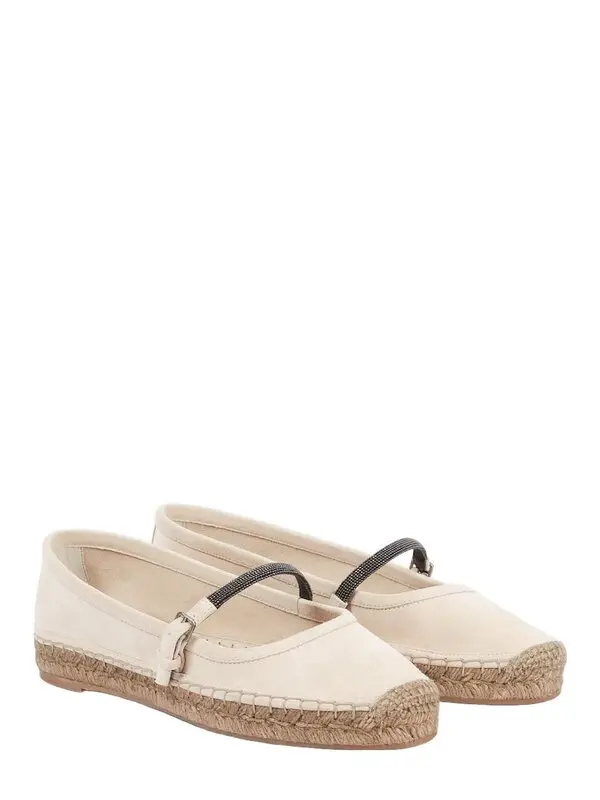 Brunello Cucinelli Monili Suede Espadrilles - Beige