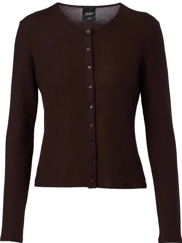 LESET Lauren Cropped Cardigan - Brown