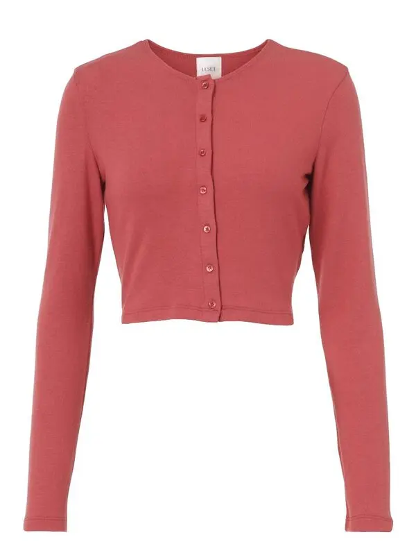 LESET Lauren Cropped Cardigan - Pink