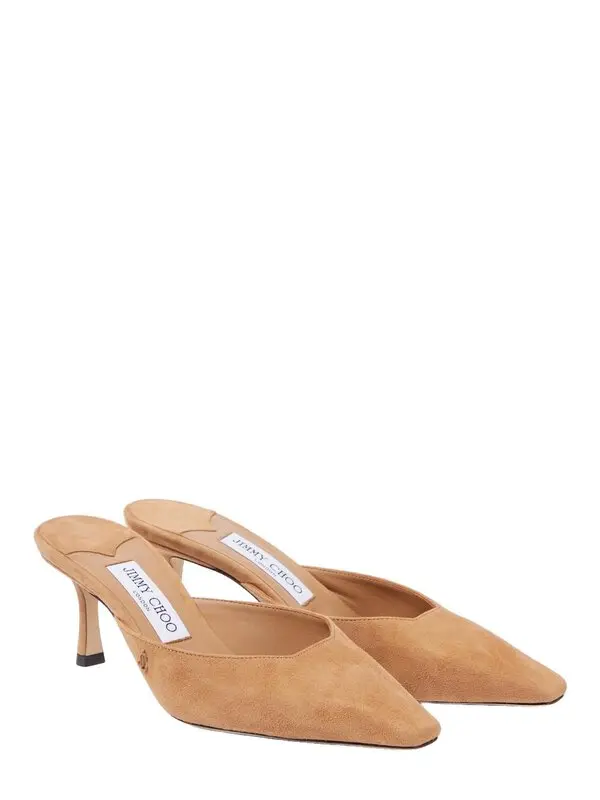 JIMMY CHOO Vivi 65 Suede Mules - Beige