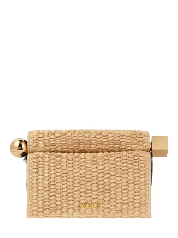 Jacquemus Rond Carré Woven Raffia-effect Clutch - Neutrals