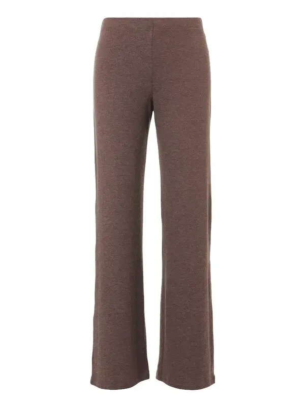 LESET Lauren Mid-rise Jersey Wide-leg Pants - Brown