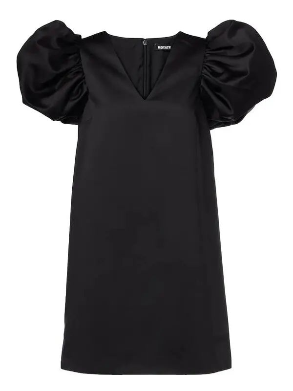 Remain Birger Christensen Puff-sleeve Satin Mini Dress - Black