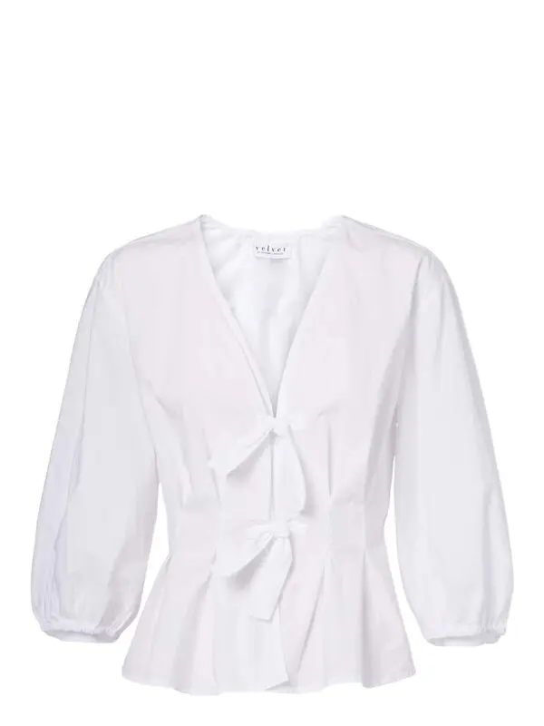 Velvet By Graham & Spencer Riri Cotton Poplin Blouse - White