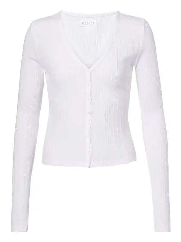 Velvet By Graham & Spencer Drew Cotton-blend Pointelle Cardigan - White