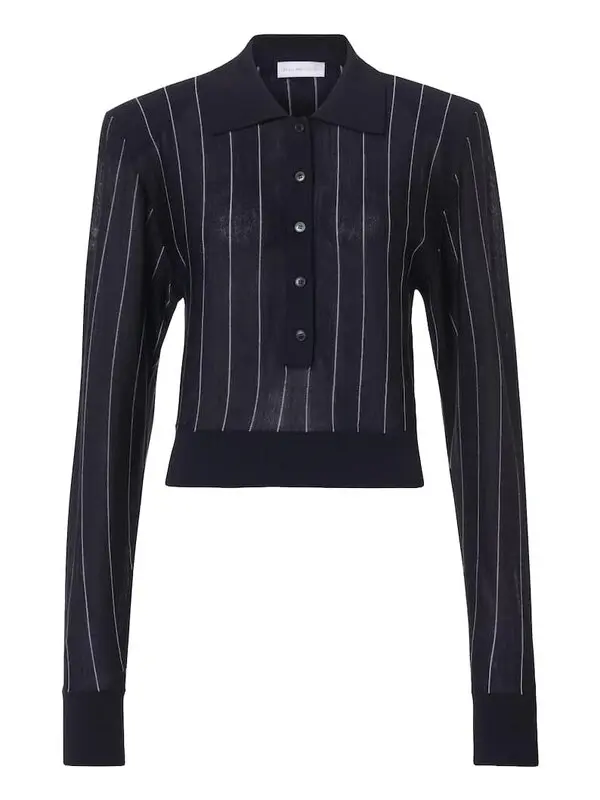 Stella McCartney Pinstripe Wool Polo Sweater - Black