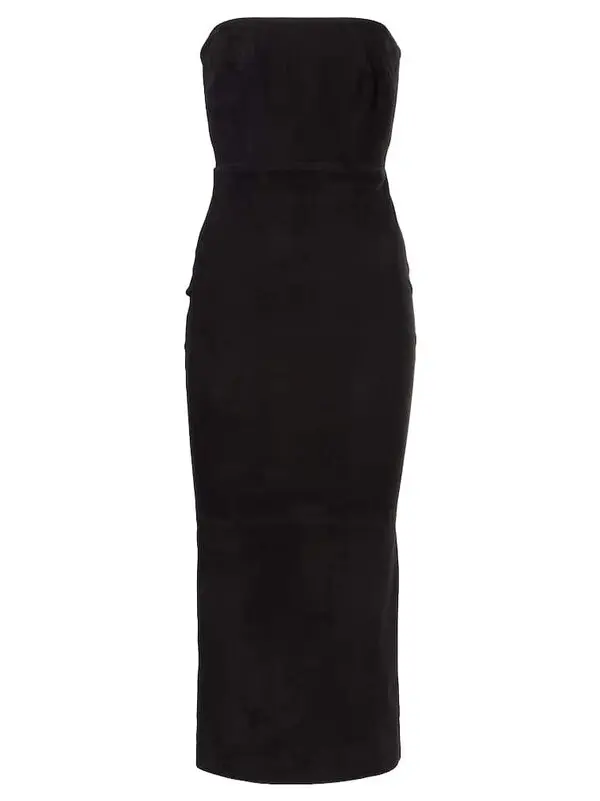 Alex Perry Suede Midi Dress - Black
