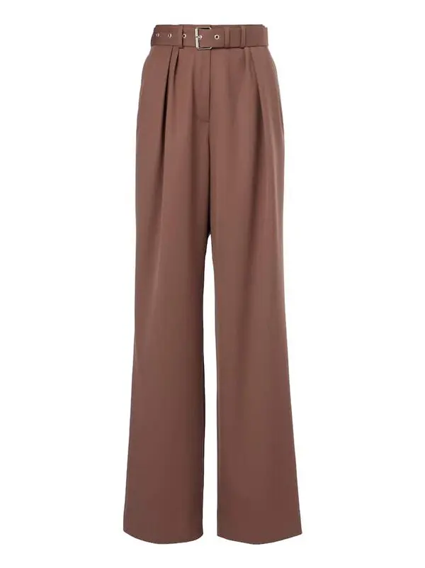 Dries Van Noten Belted Wool Gabardine Wide-leg Pants - Brown