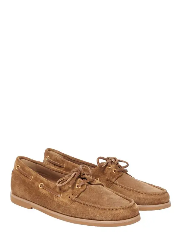 GIANVITO ROSSI Vandée Suede Boat Shoes - Brown
