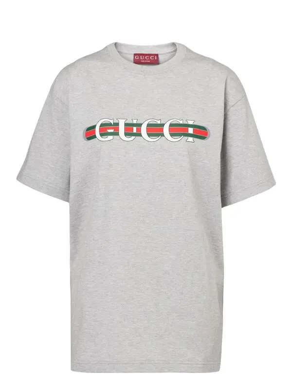 Gucci Logo Cotton Jersey T-shirt - Grey