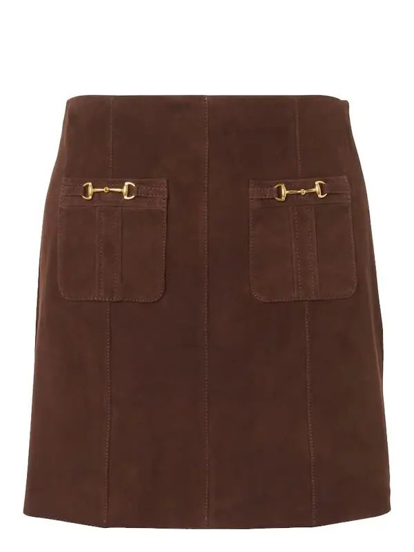 Rixo Wiley Suede Mini Skirt - Brown