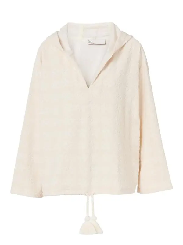 Tory Burch Jacquard Cotton-blend Terry Sweater - White
