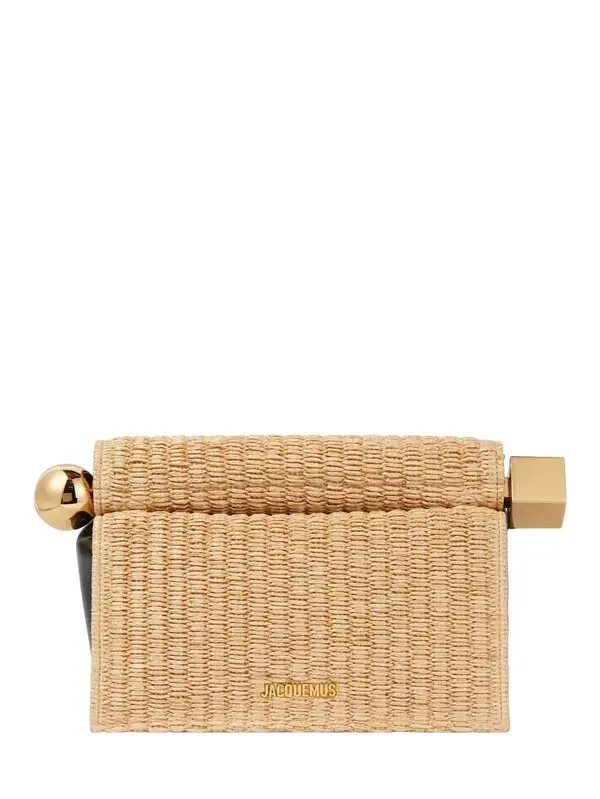Jacquemus Rond Carre Woven Raffia-effect Clutch - Neutrals