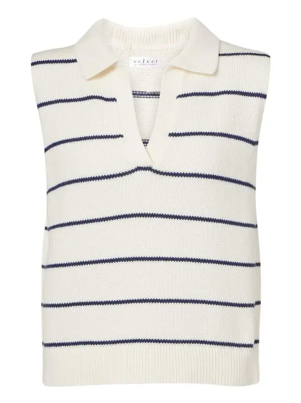 Velvet By Graham & Spencer Nayla Cotton And Cashmere Sweater Vest - Blue