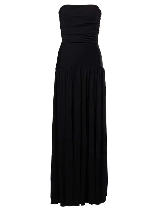 Staud Mariana Ruched Jersey Maxi Dress - Black
