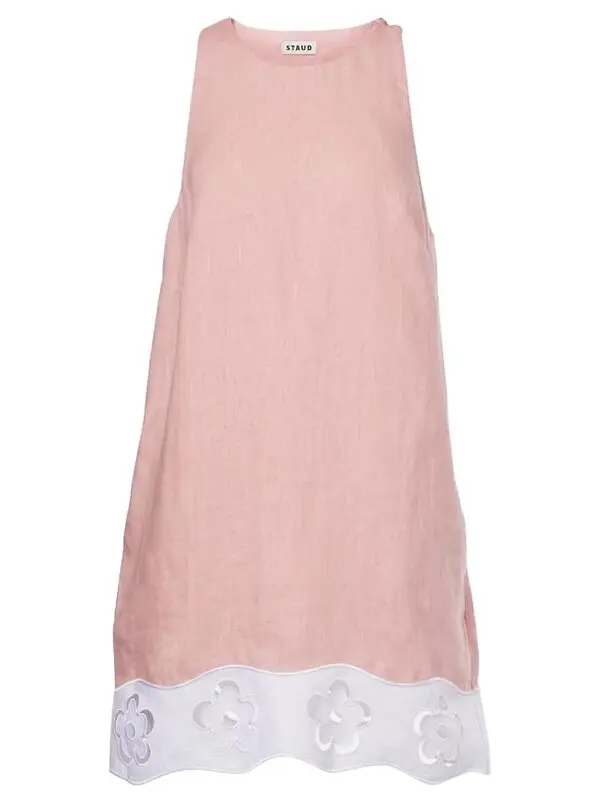 Staud Mika Linen Minidress - Pink