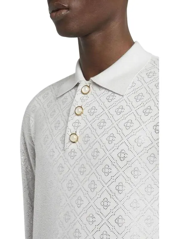 Casablanca Apos;s Crystal Monogram Polo Shirt - Grey