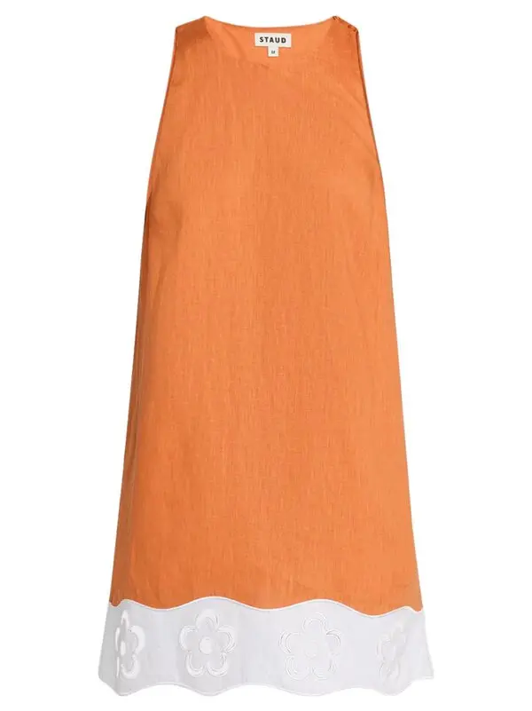 Staud Mika Linen Dress - Apricot White