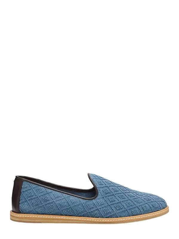 GIUSEPPE ZANOTTI Iknu Diamond-textured Loafers - Denim