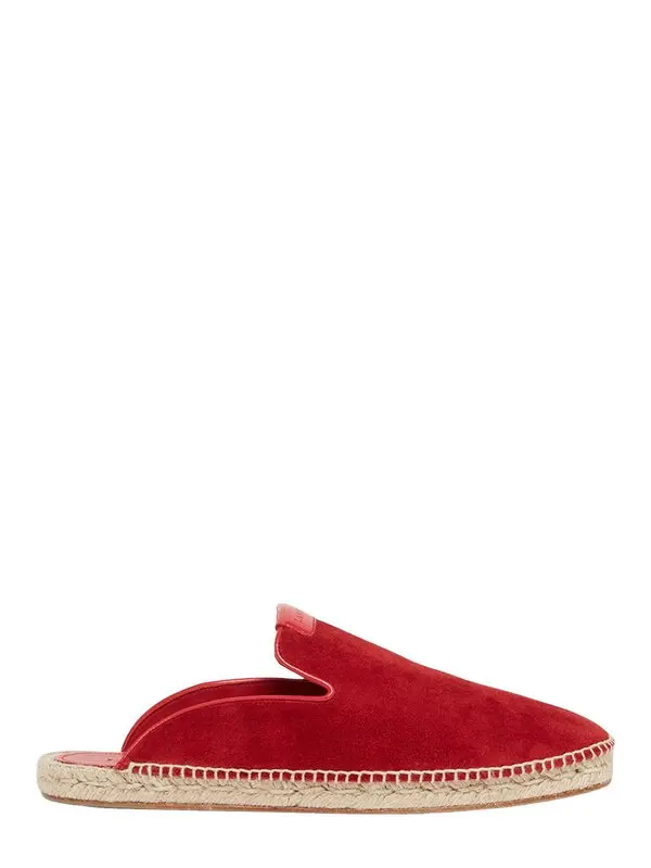 LANVIN Suede Espadrille Slides - Carmine Red