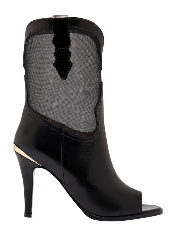 Partlow Bianca Leather Mesh Booties - Nero