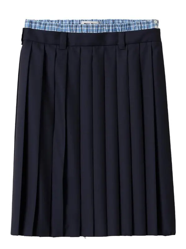 Miu Miu Pleated Batavia Midi-skirt - Navy