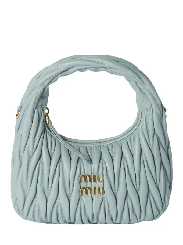 Miu Miu Wander Matelassé Nappa Leather Hobo Bag - Powder Blue