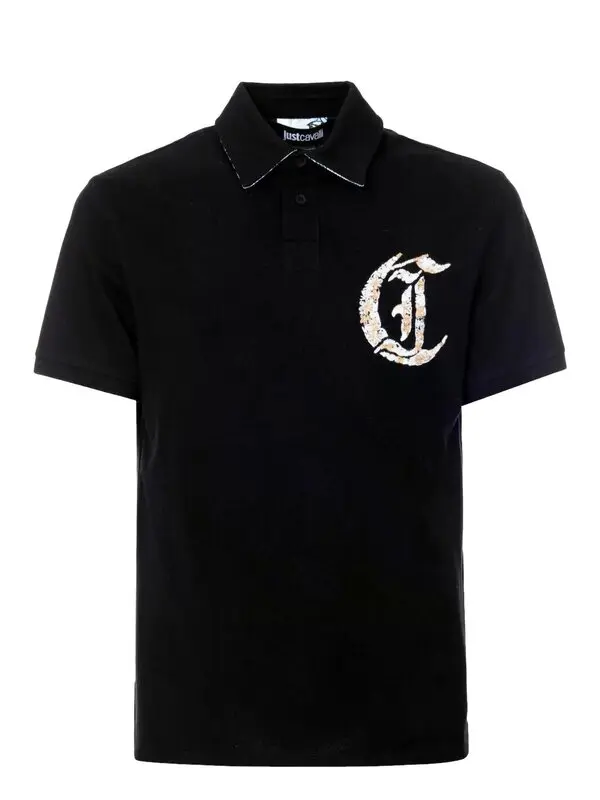 Just Cavalli Logo-embroidered Polo Shirt - Black