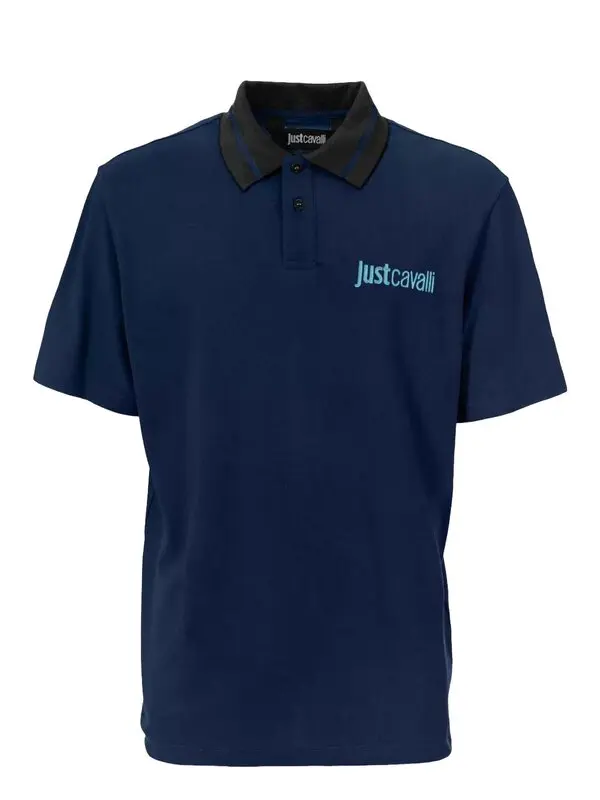Just Cavalli Logo-embroidered Polo Shirt - Blue
