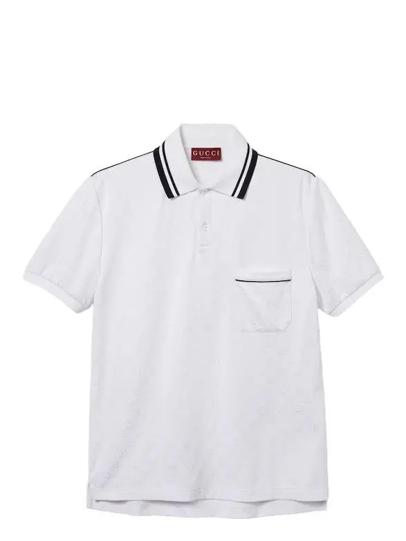 Gucci Gg Nylon And Cotton Polo Shirt - White