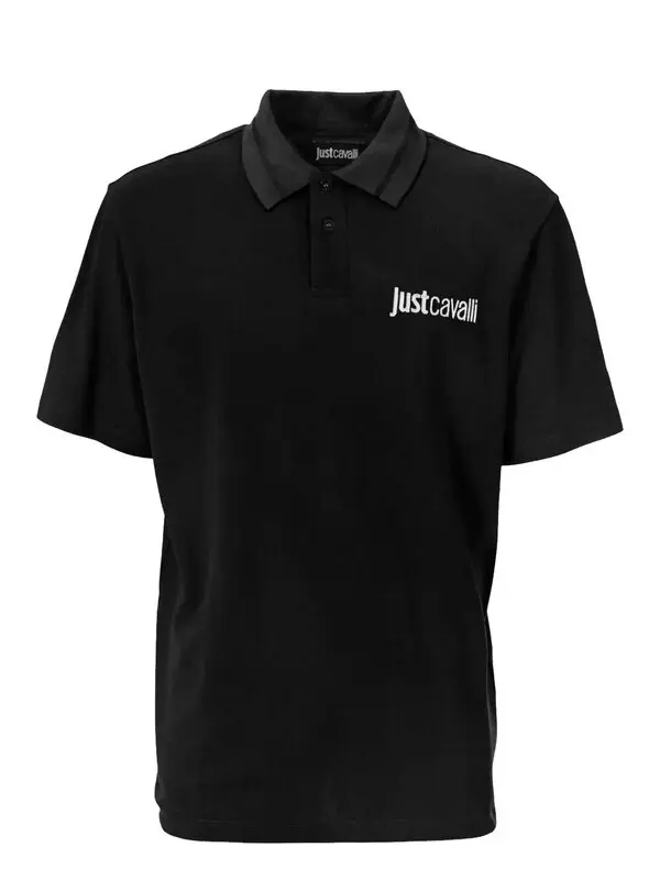 Just Cavalli Logo-embroidered Polo Shirt - Black