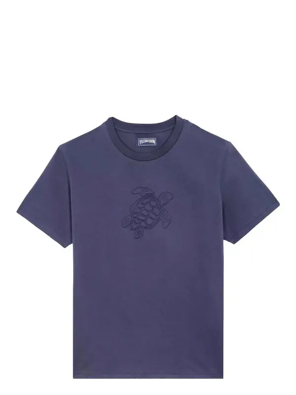 Vilebrequin Turtle-embroidered Cotton T-shirt - Blue