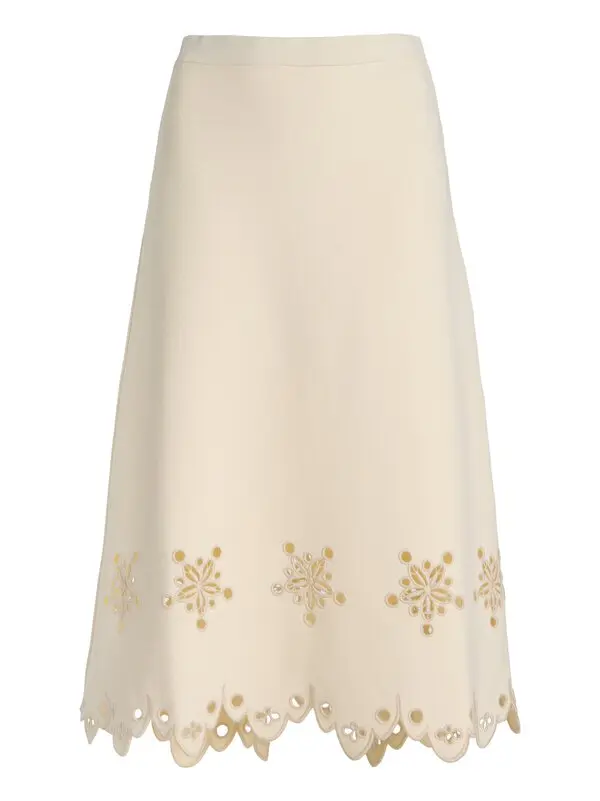 Altuzarra Melly Embroidered Knit Midi Skirt - Ivory