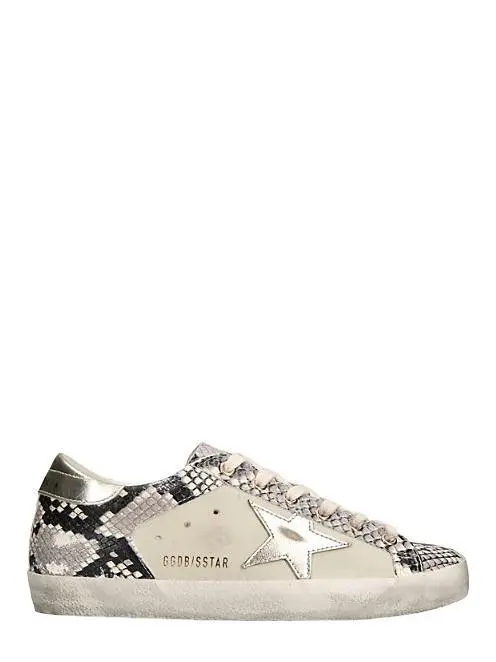 GOLDEN GOOSE Super Star Logo-embroidered Leather Low-top Trainers - Beige Comb