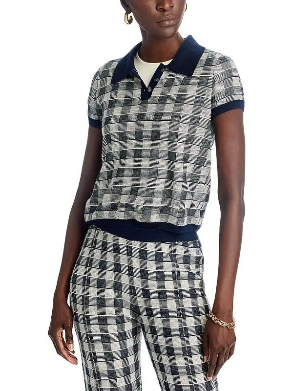 Guest In Residence Gingham Polo Shirt - Midnight Cream
