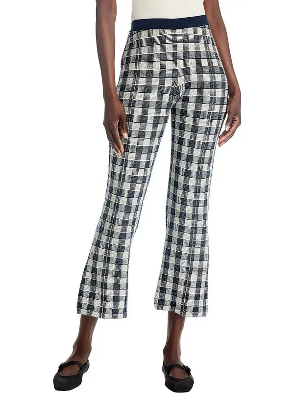 Guest In Residence Gingham Cropped Flare Leg Pants - Midnight Cream