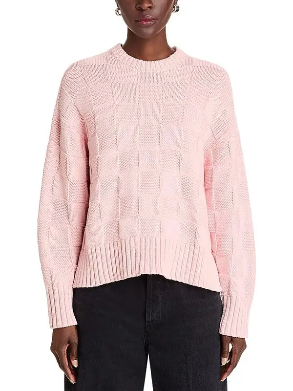 Guest In Residence Checkered Texture Sweater - Powder Pink