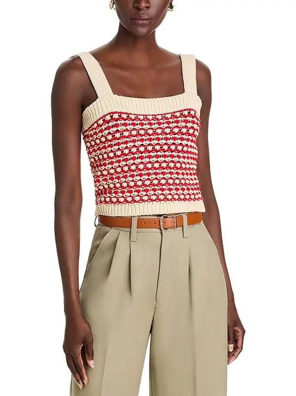 Guest In Residence Marti Square Neck Top - Cream Red