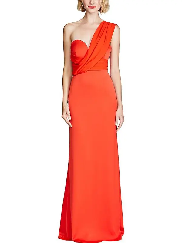 Halston Roselle Crepe Gown - Orange Spice