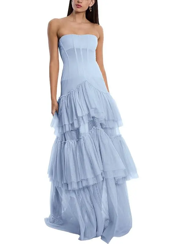 Bcbgmaxazria Strapless Corset Gown - Cloud
