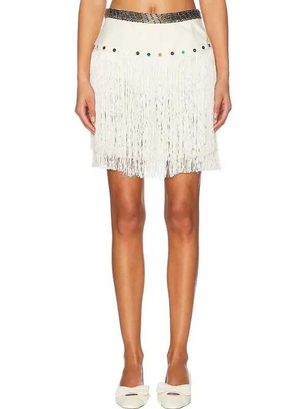 BODE Raffle Fringe Skirt - Cream Multi