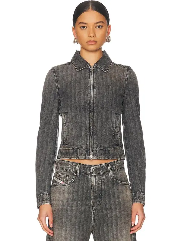 DIESEL Cropped Denim Jacket - Charcoal