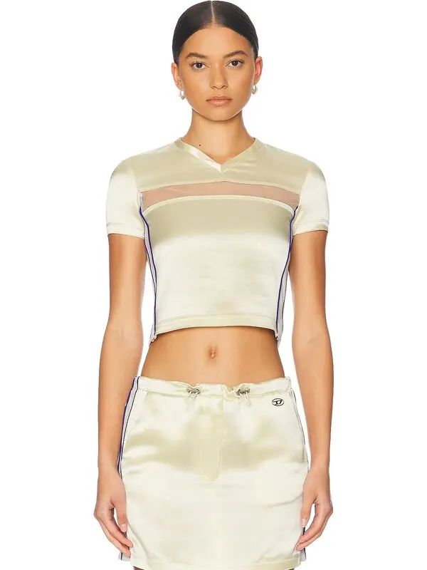 DIESEL V-neck Short Sleeve Top - Cream