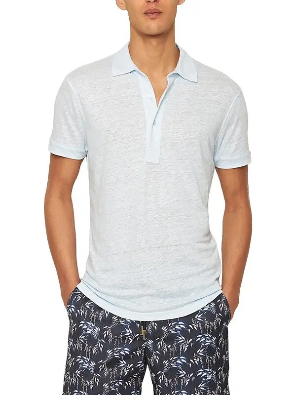 Orlebar Brown Sebastian Linen Polo Shirt - Spring Blue