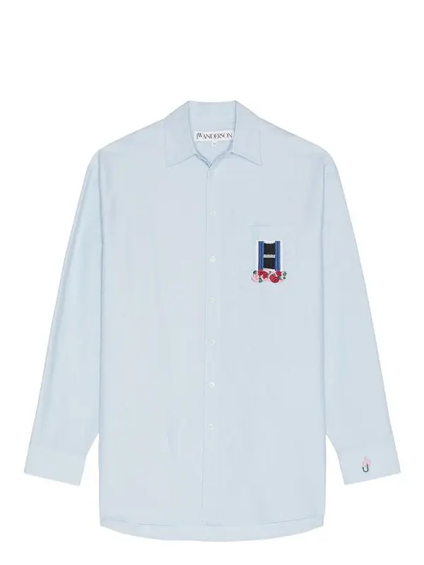 JW Anderson Window Embroidery Shirt In Baby Blue - Light Blue