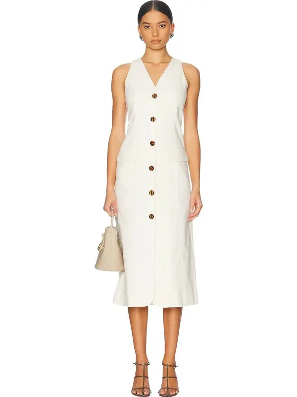 SIMONMILLER Zapata Linen Midi Dress - Gesso