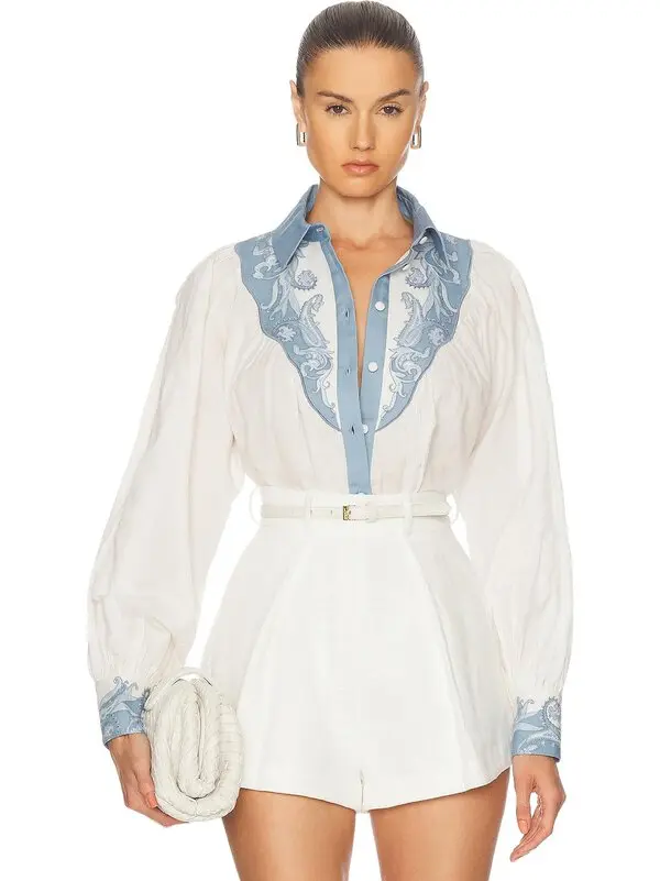 Hemant & Nandita Fiza Shirt - Blue Ivory