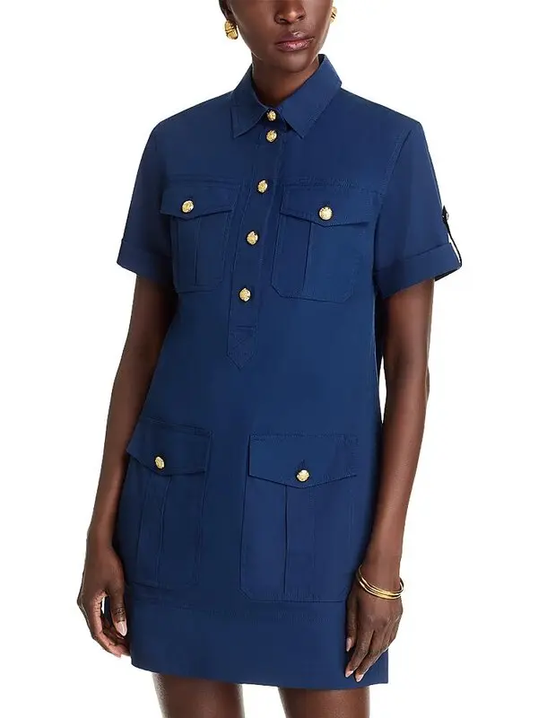 Veronica Beard Lucca Poplin Shirt Dress - Navy