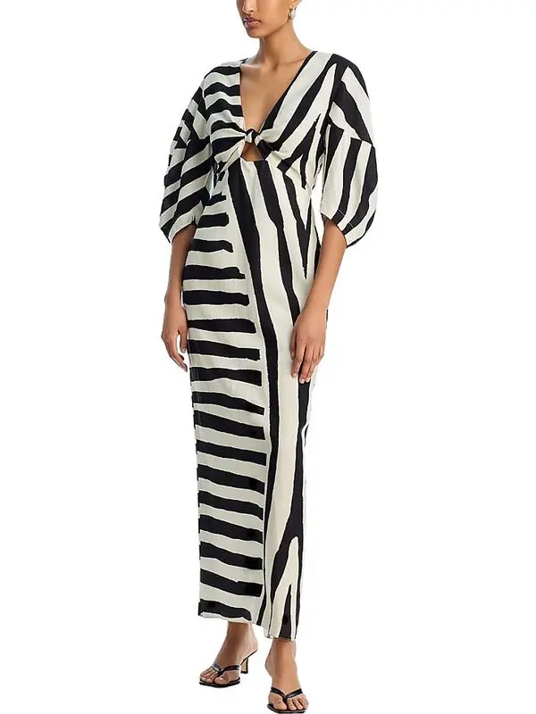CALA DE LA CRUZ Gaia Striped Cut Out Maxi Dress - Zebrabw