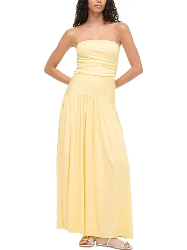 Staud Mariana Strapless Dress - Pale Honey